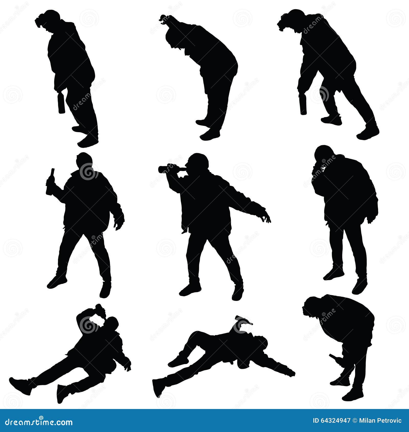 Drunk Man Art Vector Silhouette Stock Vector - Illustration of young ...