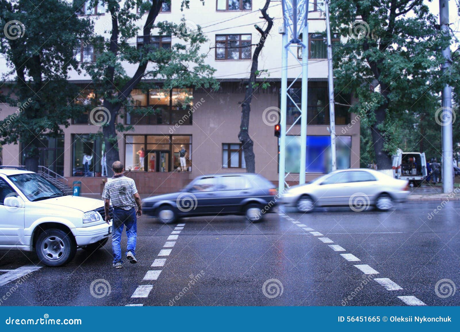 Drunk Man Crossing Road in the Rain Editorial Image - Image of city ...