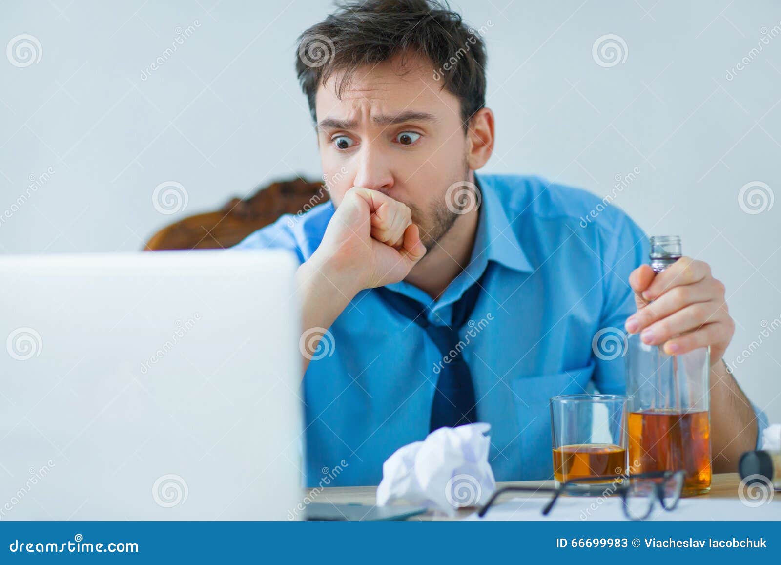 Drunk Man Drinking Alcohol while Working Stock Image - Image of black ...