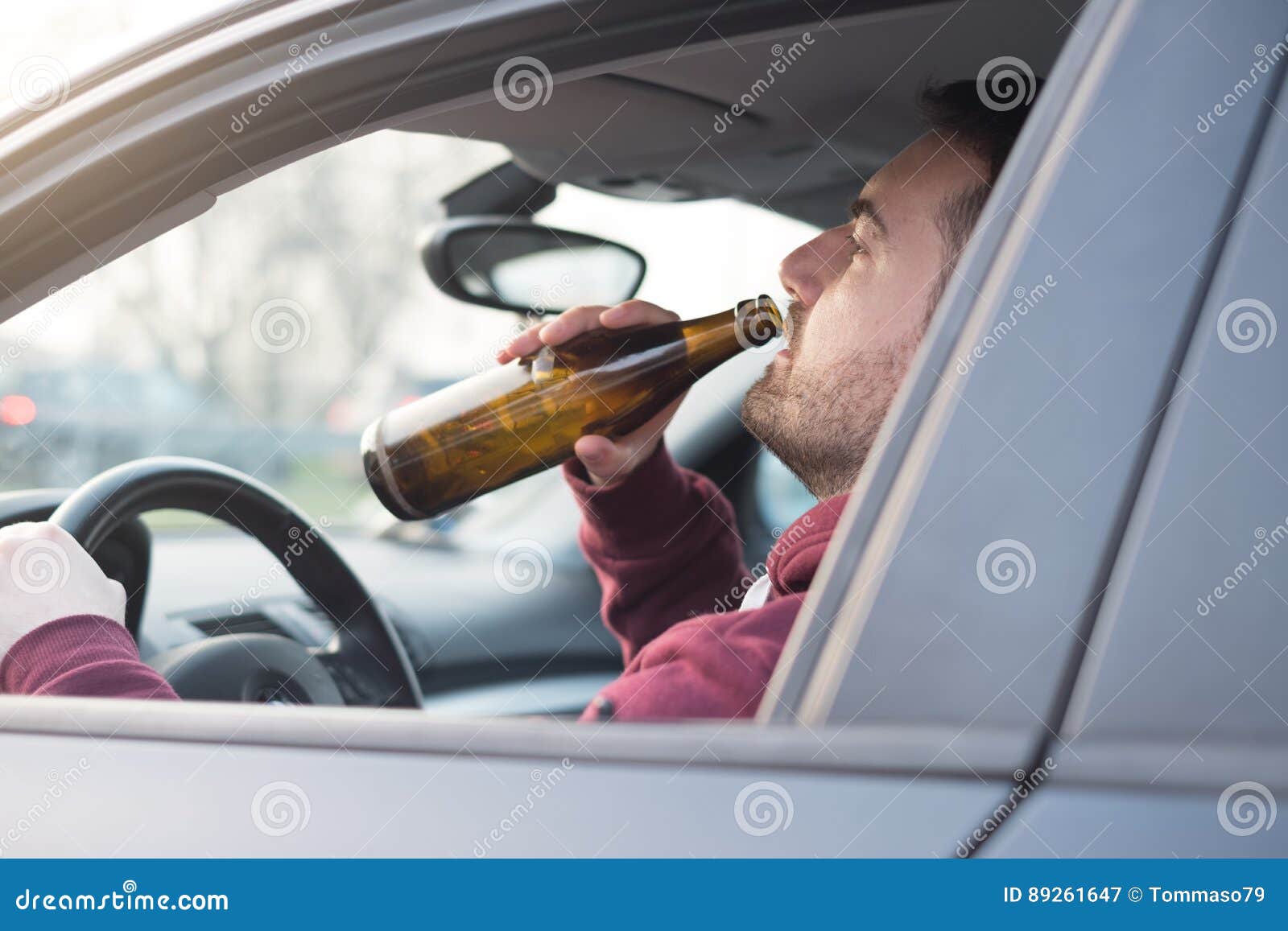 Drunk Man Driving Car and Falling Asleep Stock Image - Image of control ...
