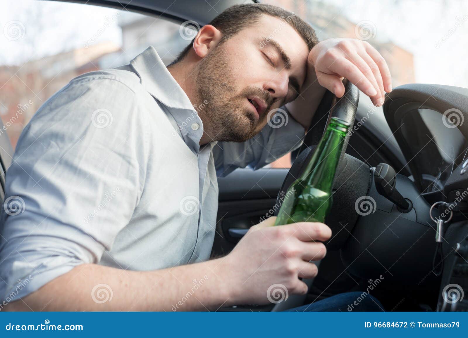 Drunk Man Driving Car and Falling Asleep Stock Photo - Image of driving ...