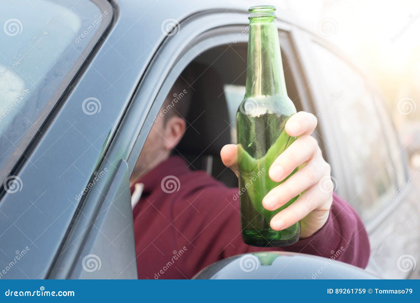 Drunk Man Driving His Car and Drinking Stock Image - Image of alcohol ...