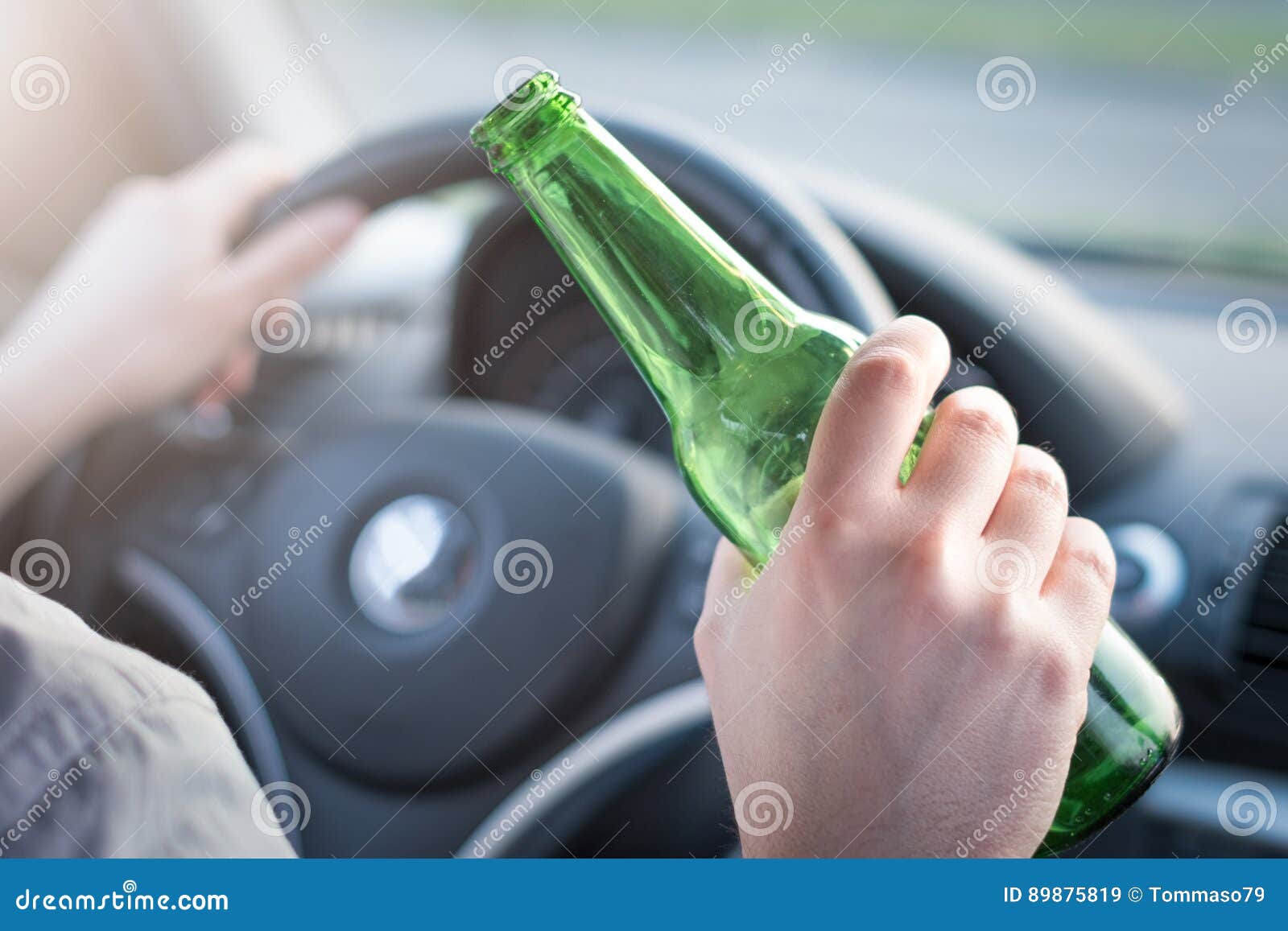 Drunk Man Driving His Car and Drinking Stock Image - Image of driving ...