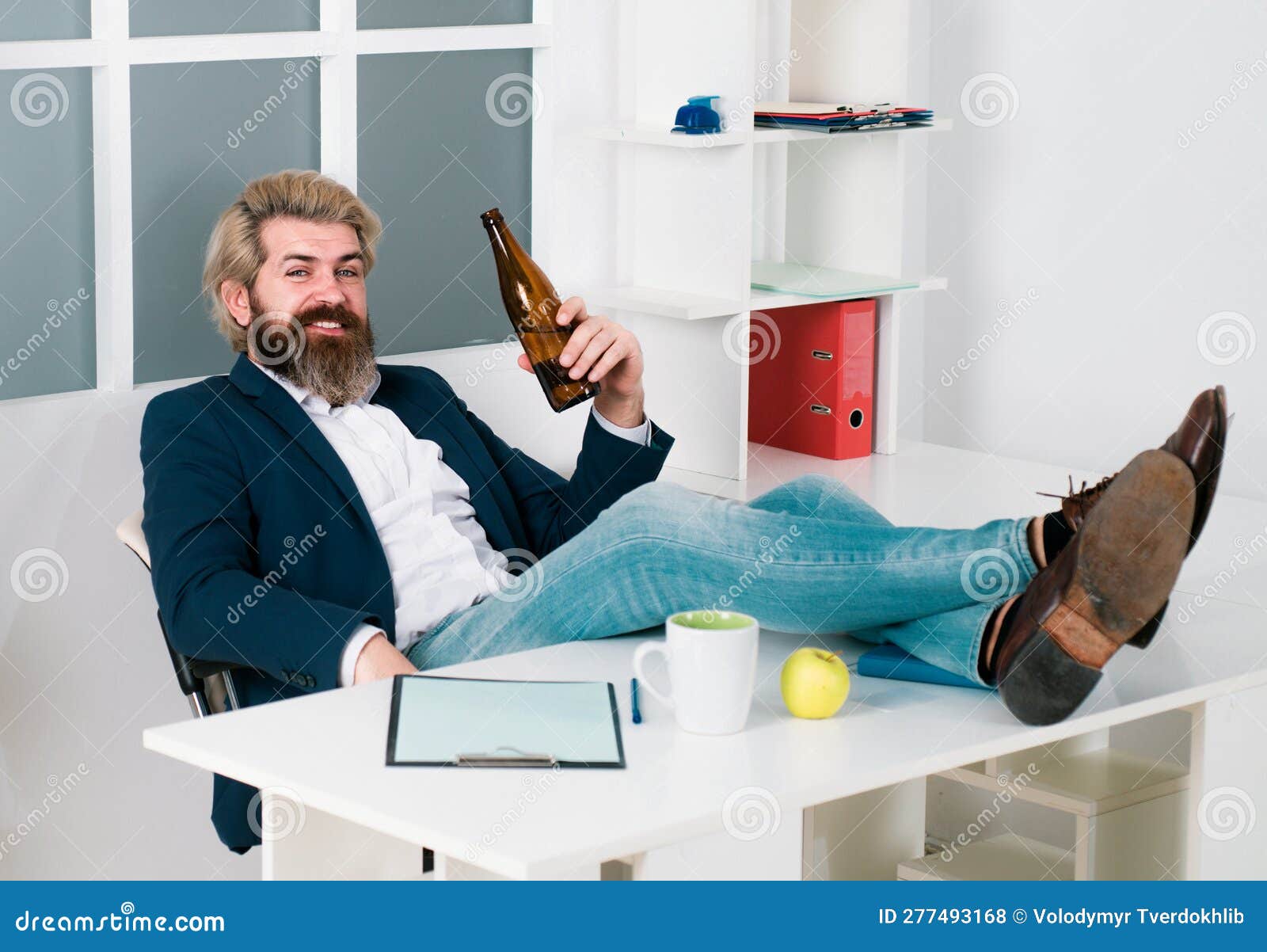 Drunk Man at the End of the Working Day. Man Manager Businessman Worked ...