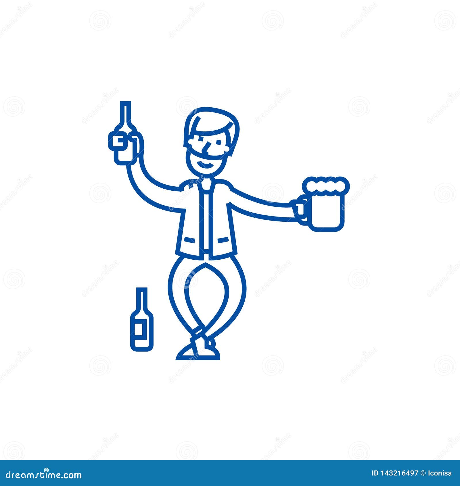 Drunk Man Line Icon Concept. Drunk Man Flat Vector Symbol, Sign ... Drunk Man Line Icon Concept. Drunk Man Flat Vector Symbol, Sign ...