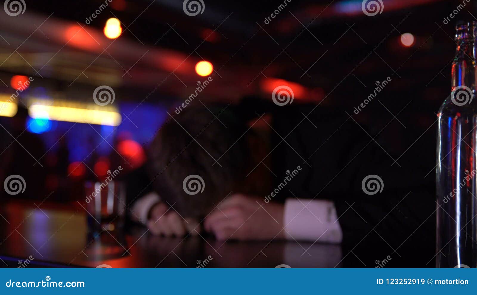 Drunk Man Lying Unconscious in Bar, Fighting Problems Alone, Middle Age ...