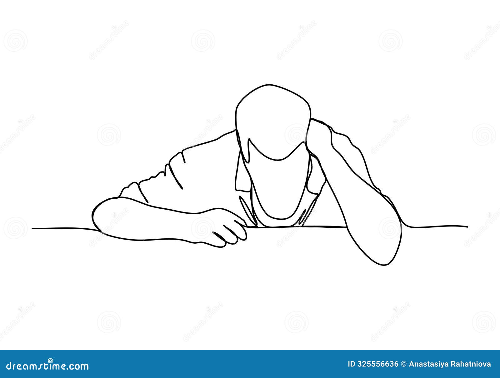 Drunk Man Sitting at a Table. One Line Drawing Vector Illustration ...