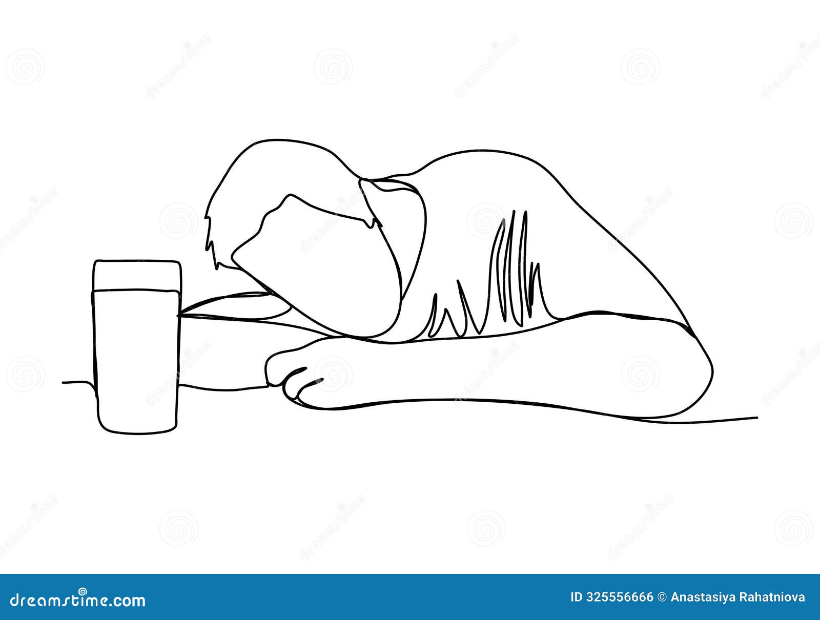 Drunk Man Sitting at a Table. One Line Drawing Vector Illustration ...