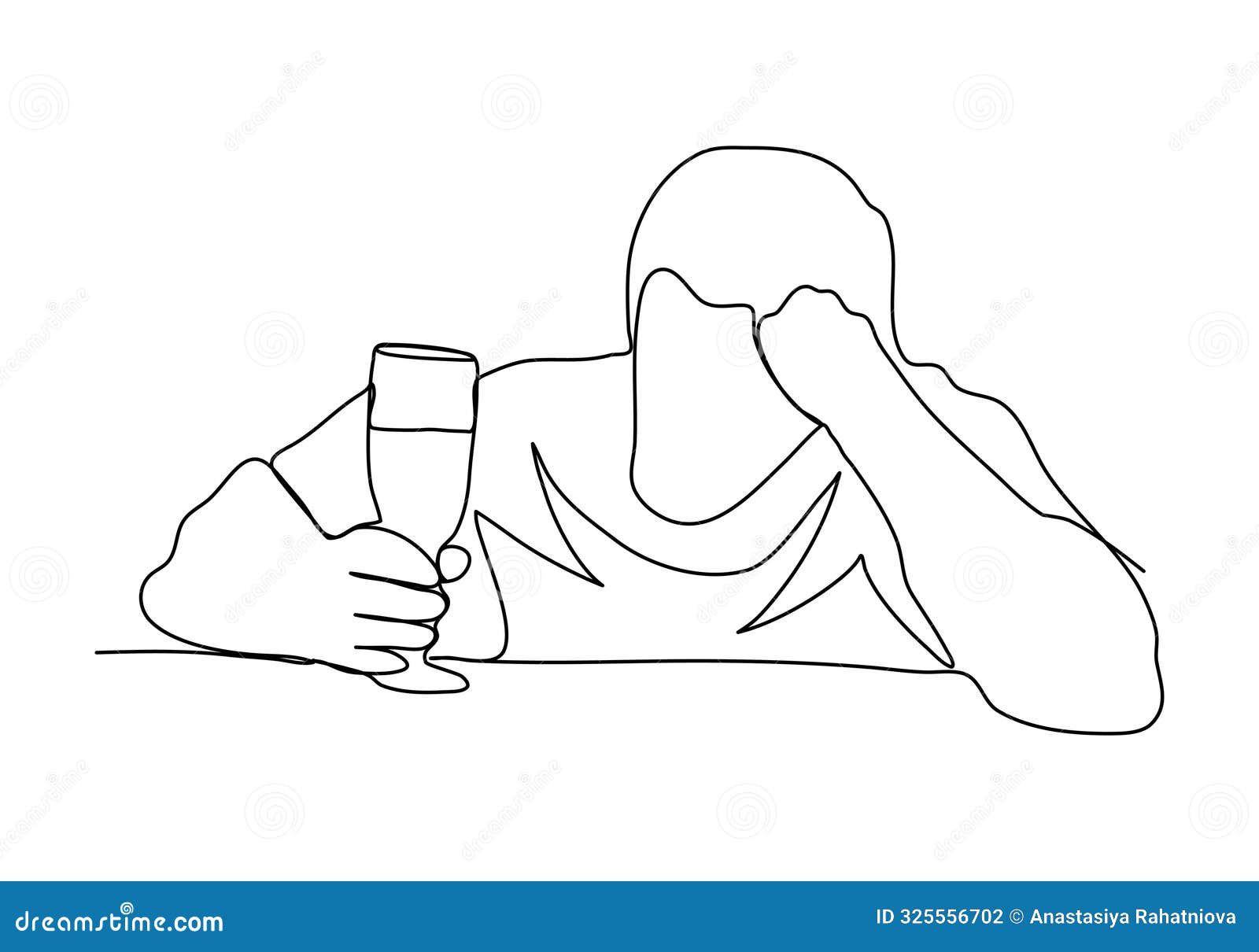 Drunk Man Sitting at a Table. One Line Drawing Vector Illustration ...