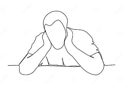 Drunk Man Sitting at a Table. One Line Drawing Vector Illustration ...