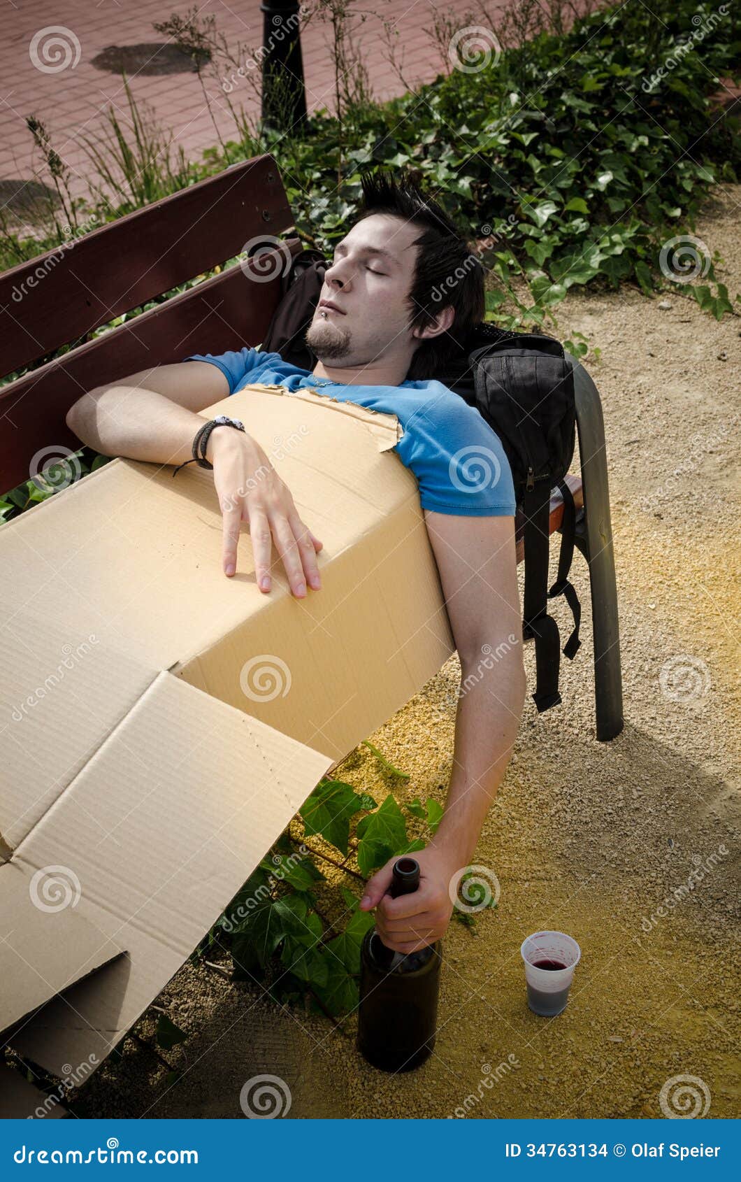 Drunk on park bench stock photo. Image of booze, alcohol - 34763134