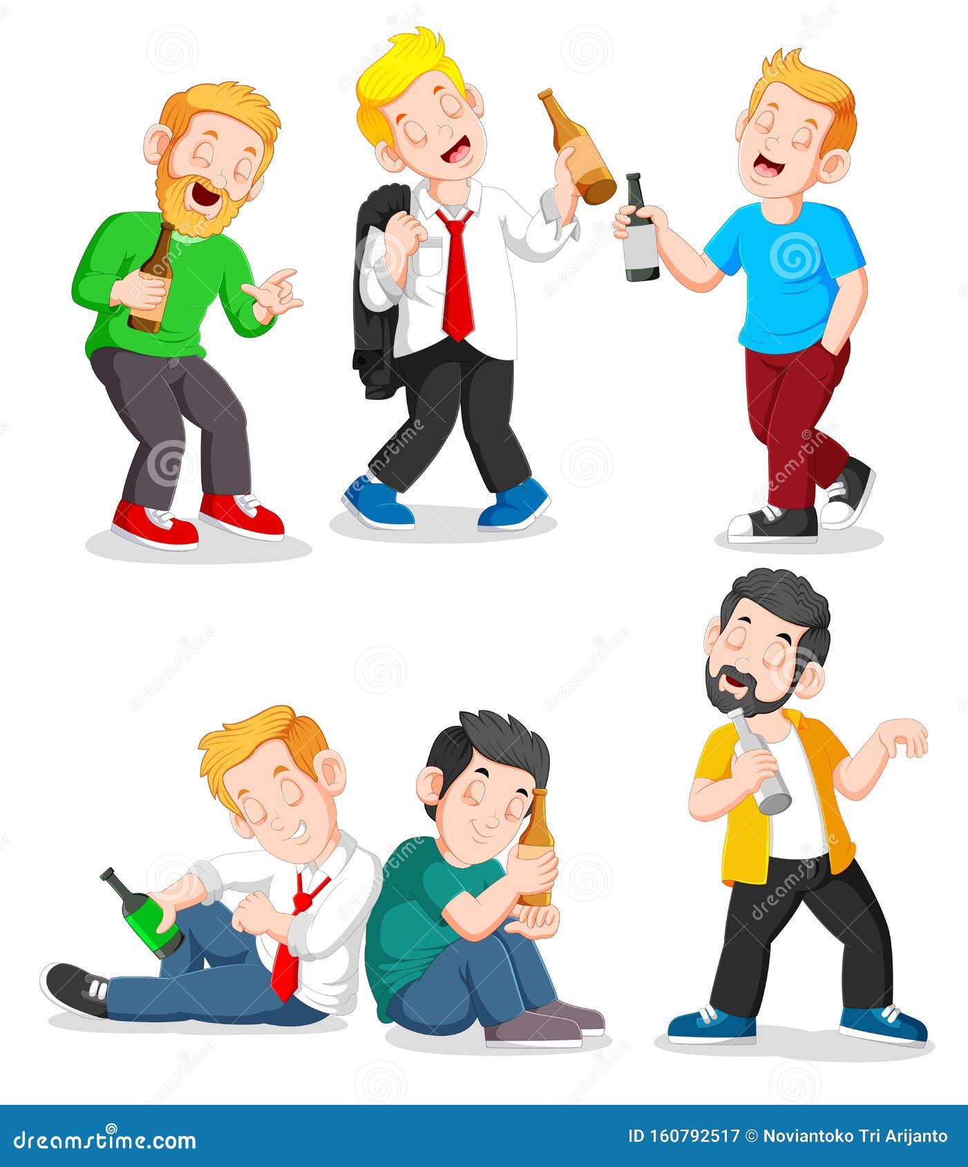 Drunk People in Different Situations Stock Vector - Illustration of ...