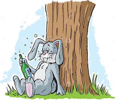 Drunk Rabbit stock vector. Illustration of wine, trunk - 35700061