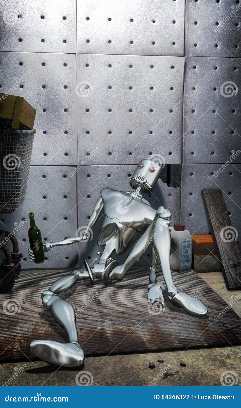 Drunk robot abandoned stock illustration. Illustration of mecha - 84266322