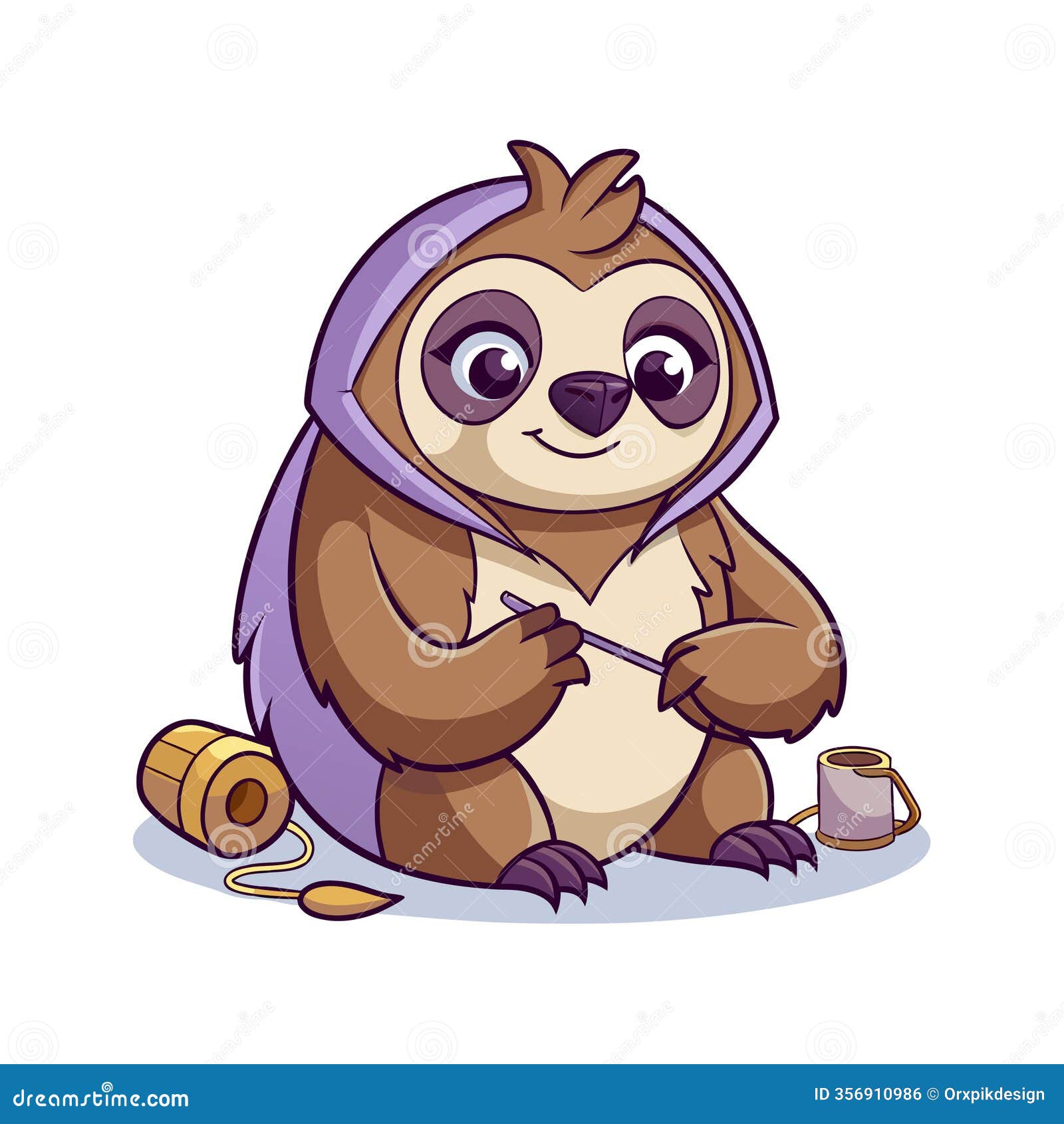 Drunk Sloth Engaged in Sewing Art Stock Illustration - Illustration of character, vector: 356910986