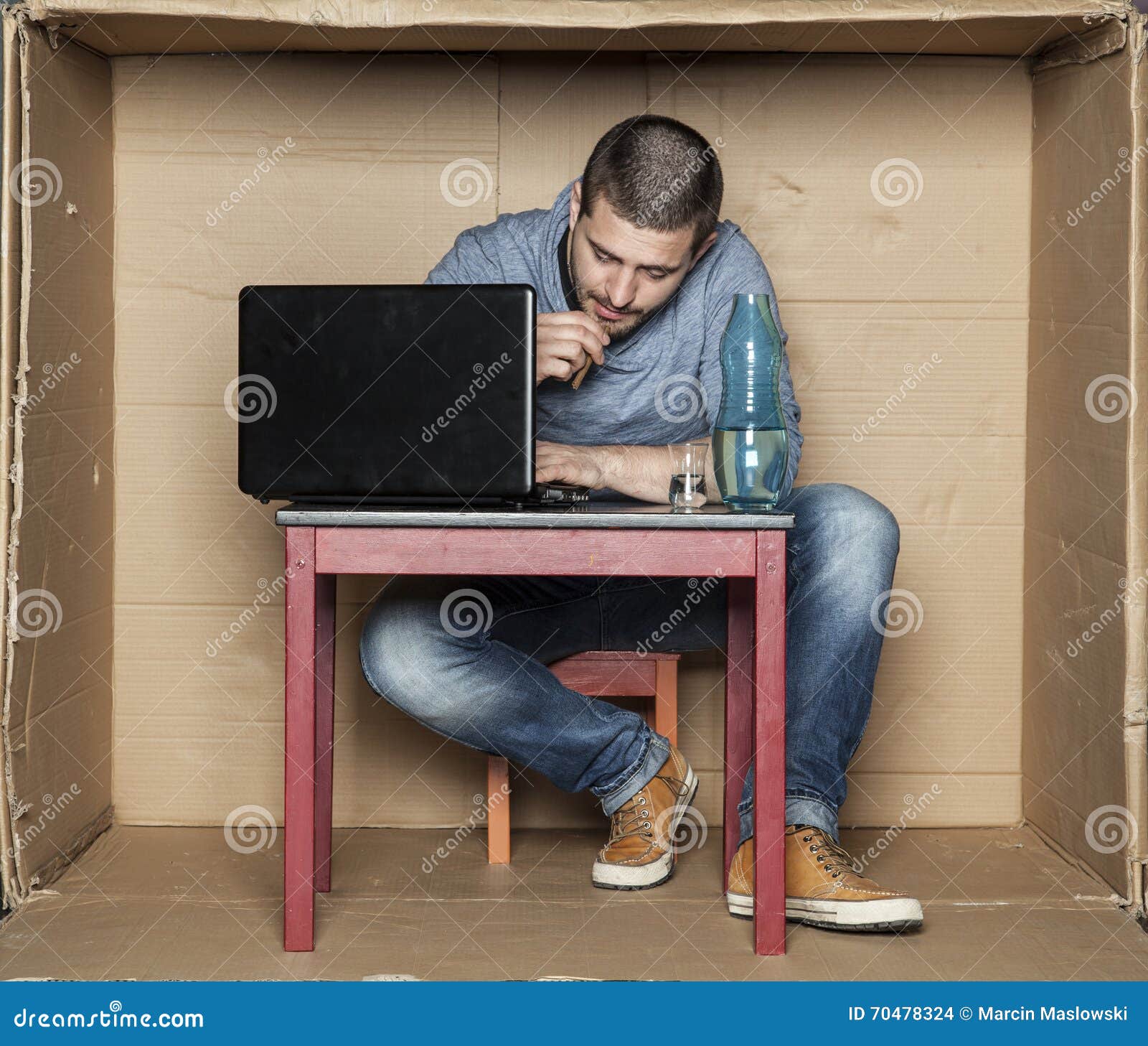 Drunk Student Trying To Work on Computer Stock Photo - Image of ...