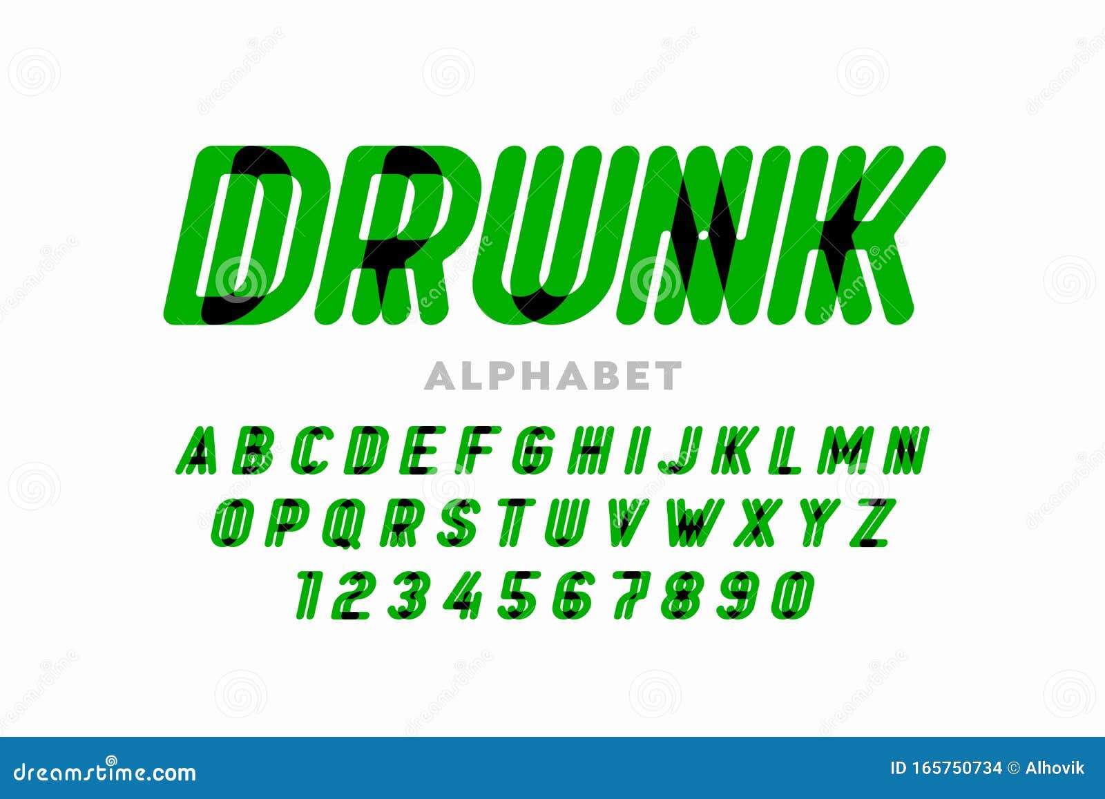 Drunk style font design stock vector. Illustration of letter - 165750734
