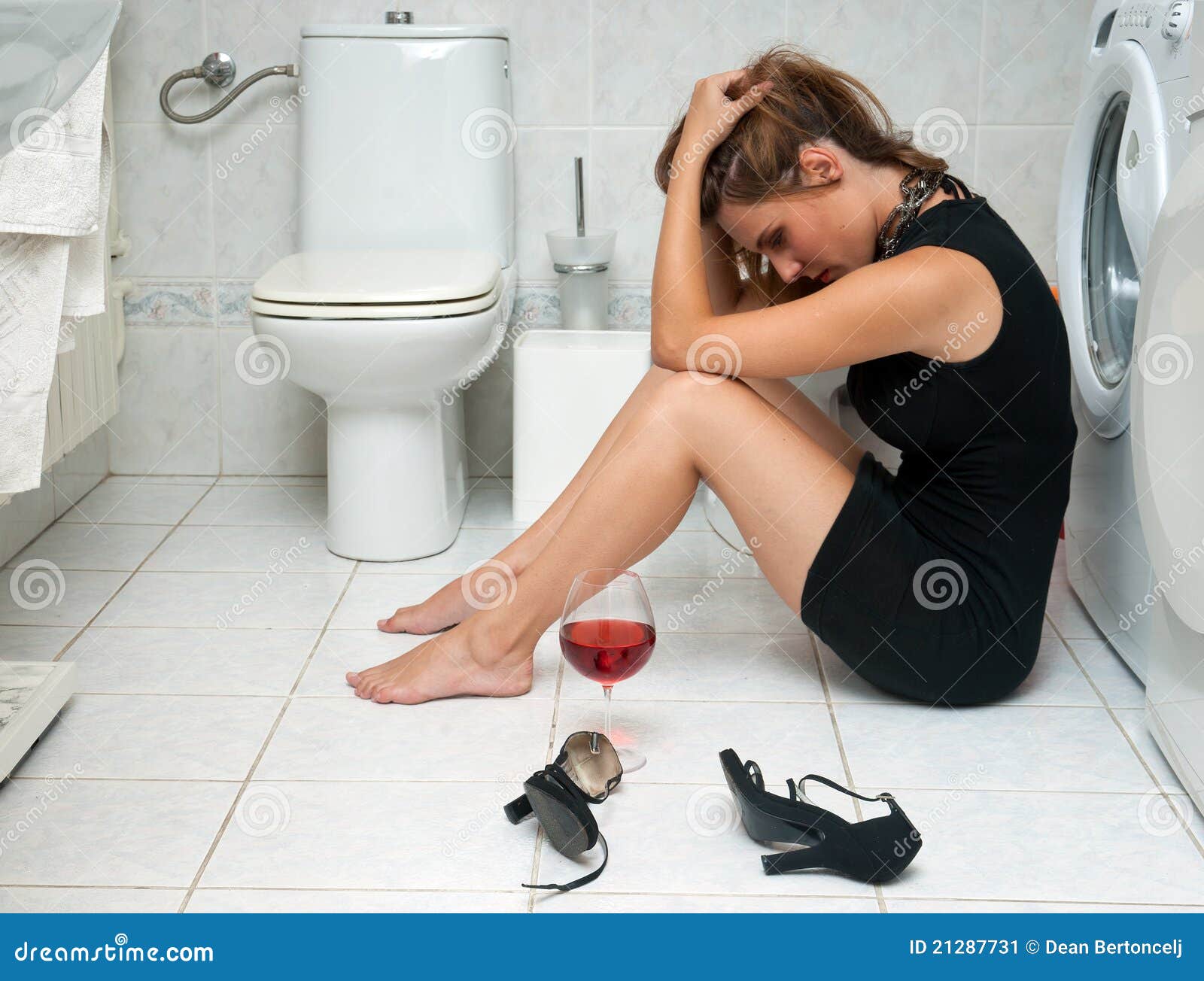 Drunk Woman in Her Bathroom Stock Image - Image of glamour, girl: 21287731