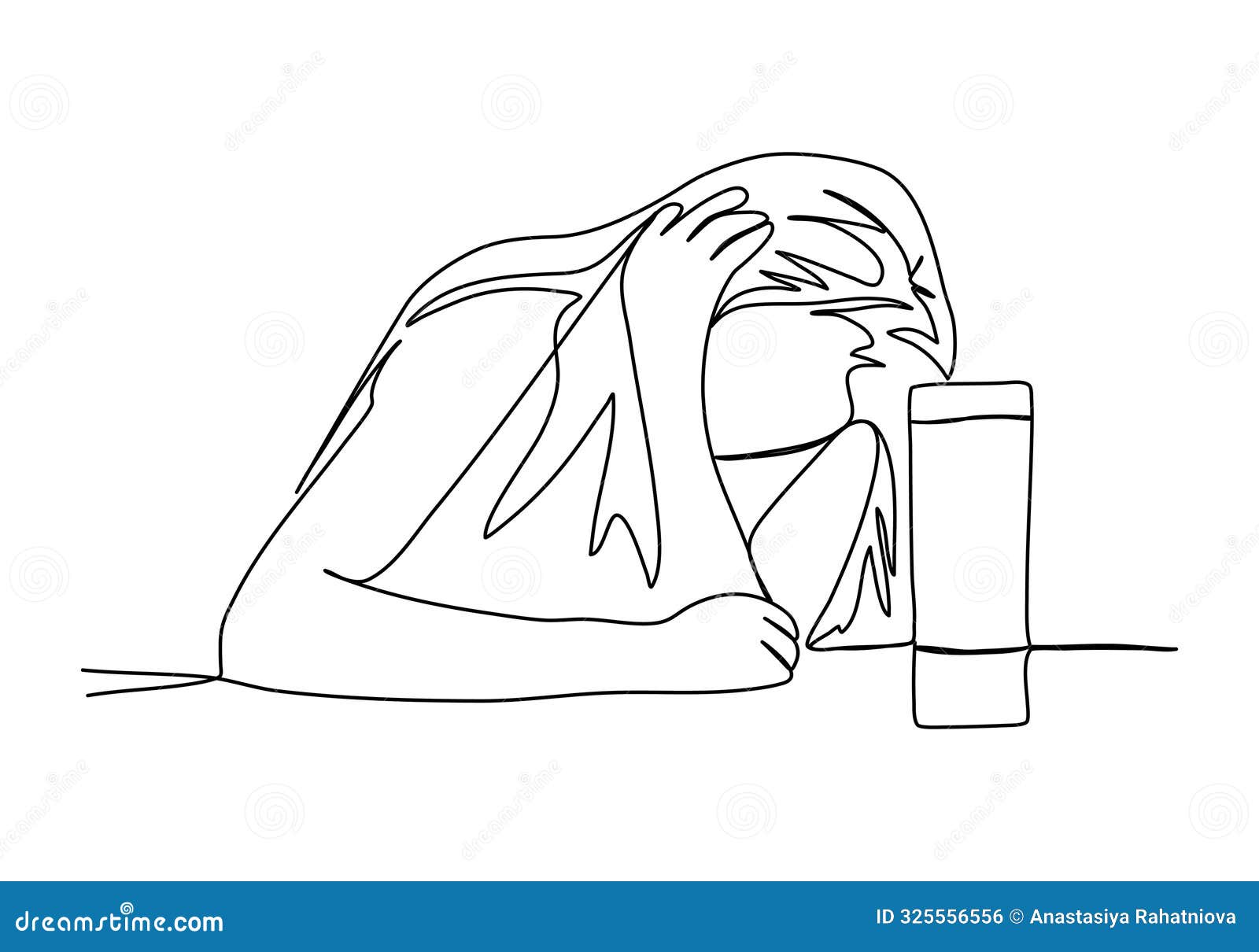Drunk Woman Sitting at a Table. One Line Drawing Vector Illustration ...