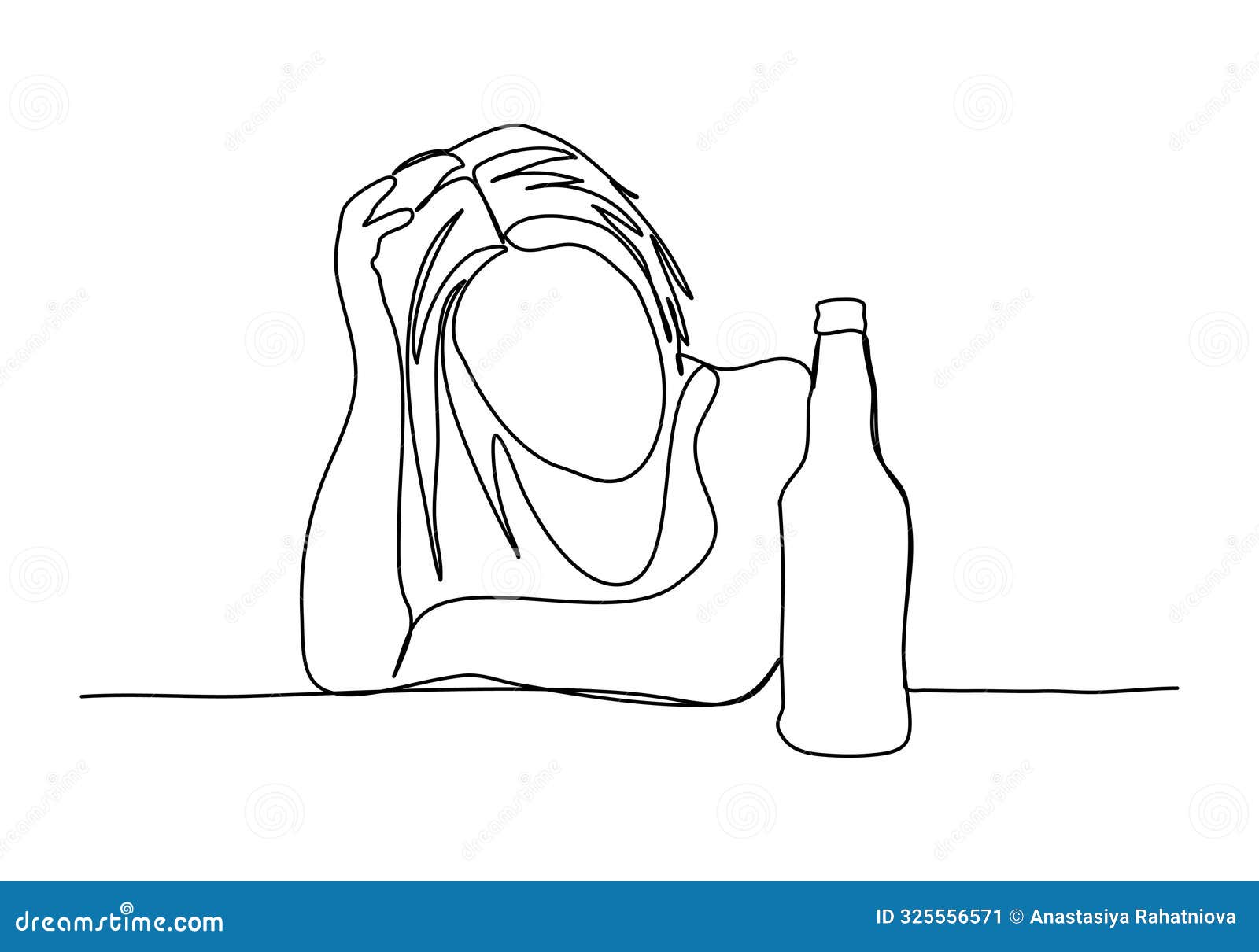 Drunk Woman Sitting at a Table. One Line Drawing Vector Illustration ...