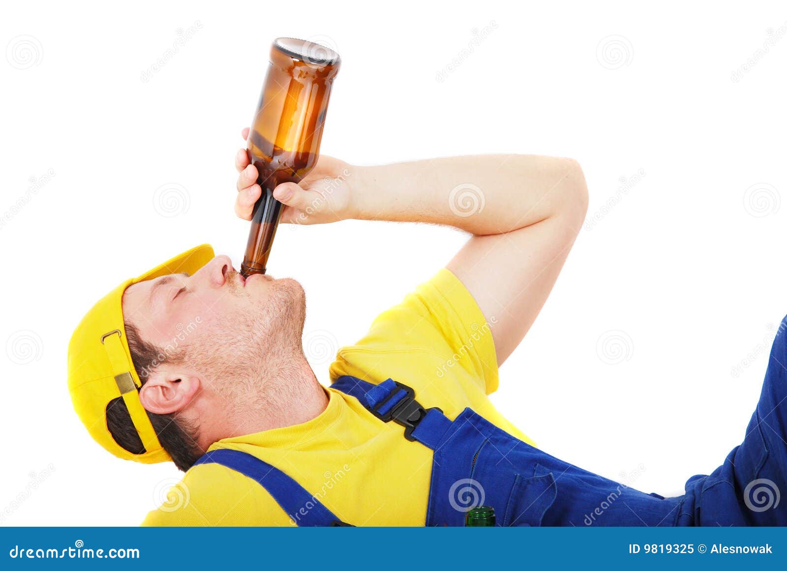 Drunk Man. Drunk Worker After Workday. Arguing. Breaking Rules. Late ...