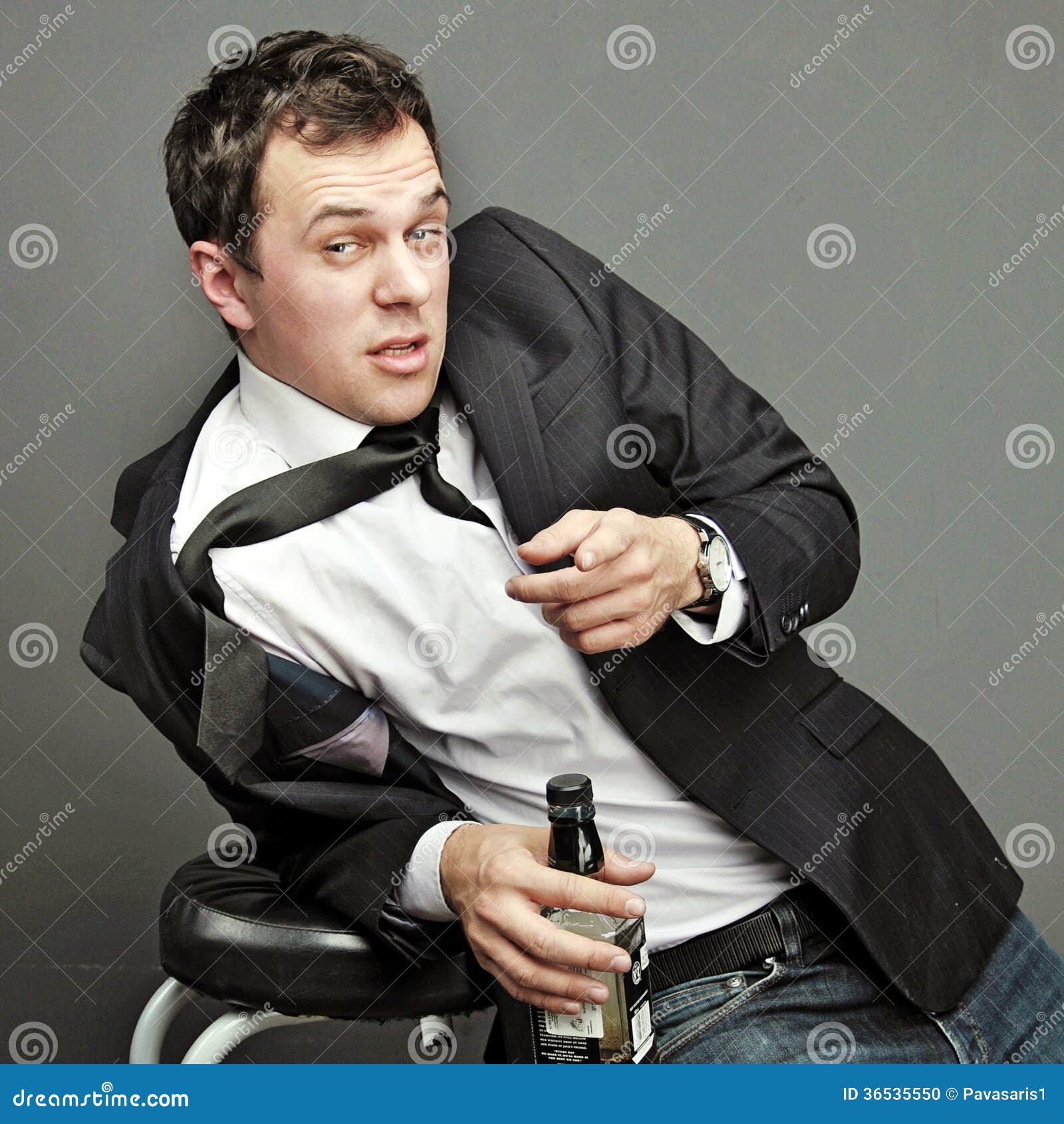 Drunk Young Man in Office Clothes Stock Photo - Image of drinking ...