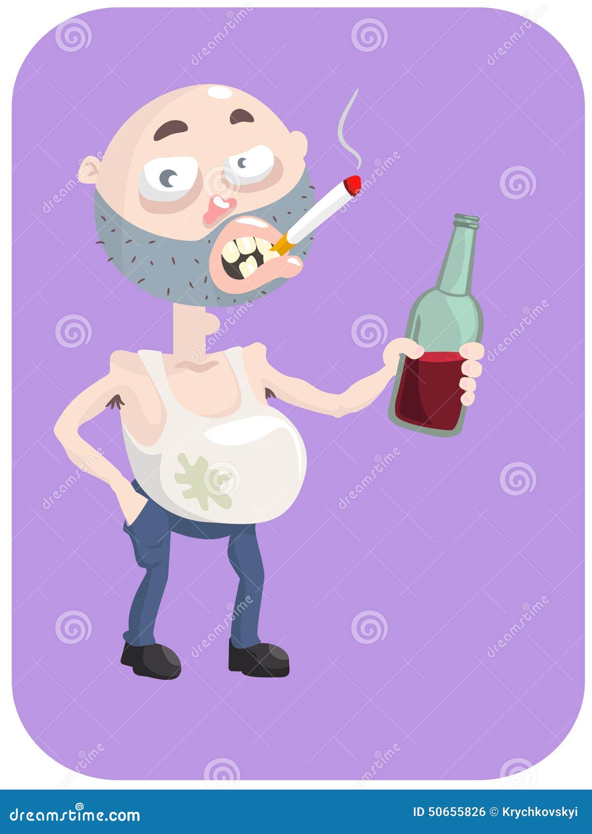 Drunkard. stock vector. Illustration of bottle, beggar - 50655826
