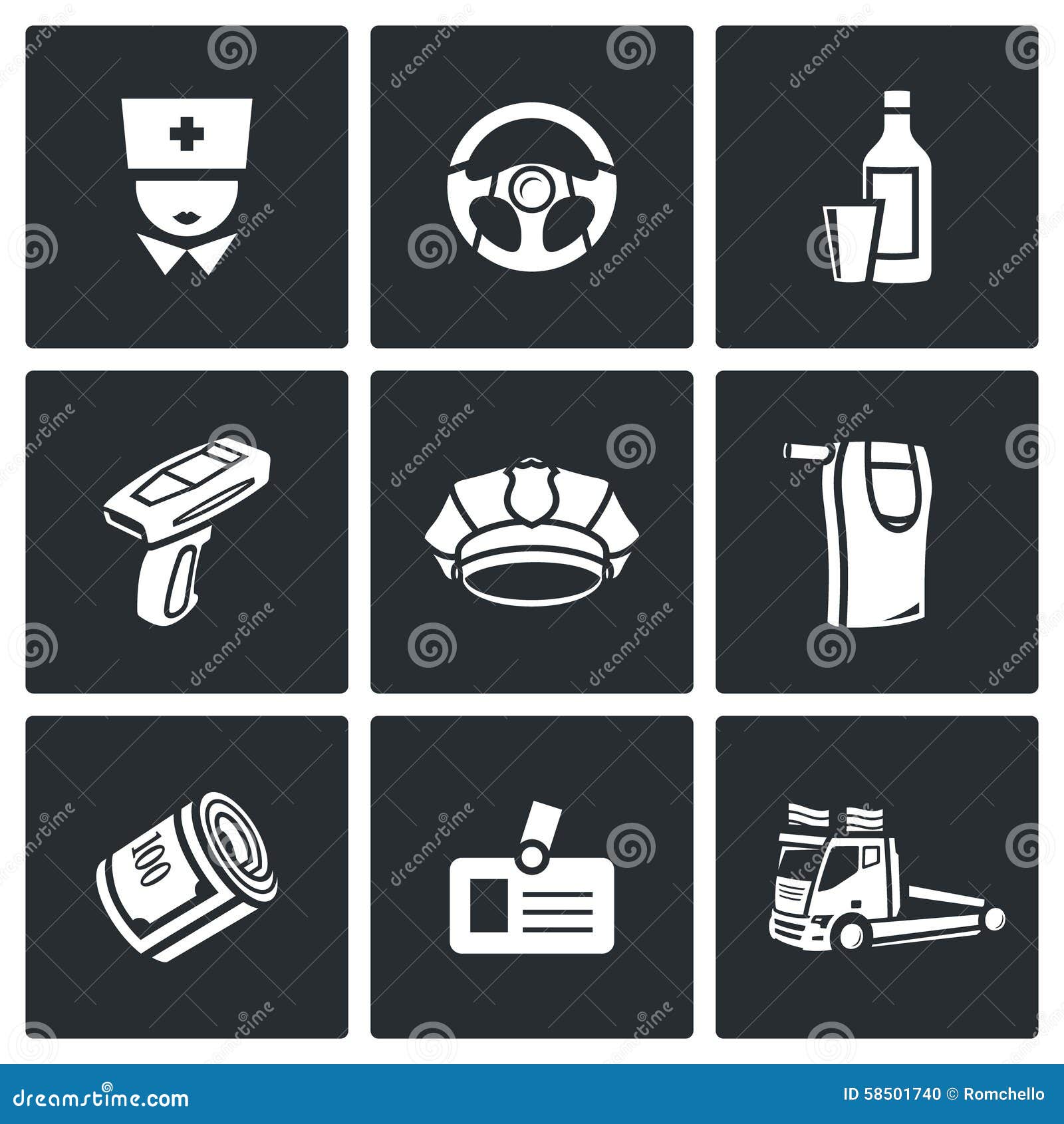 Drunken Driving Icons Set. Vector Illustration. Stock Illustration ...