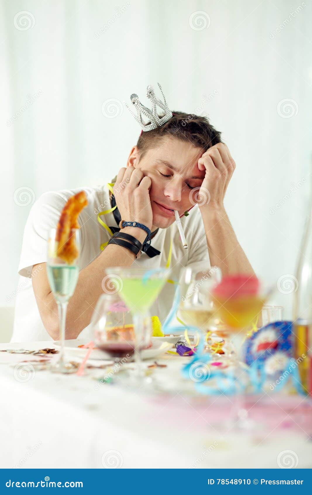 Drunken man stock photo. Image of table, mess, king, rowdy - 78548910
