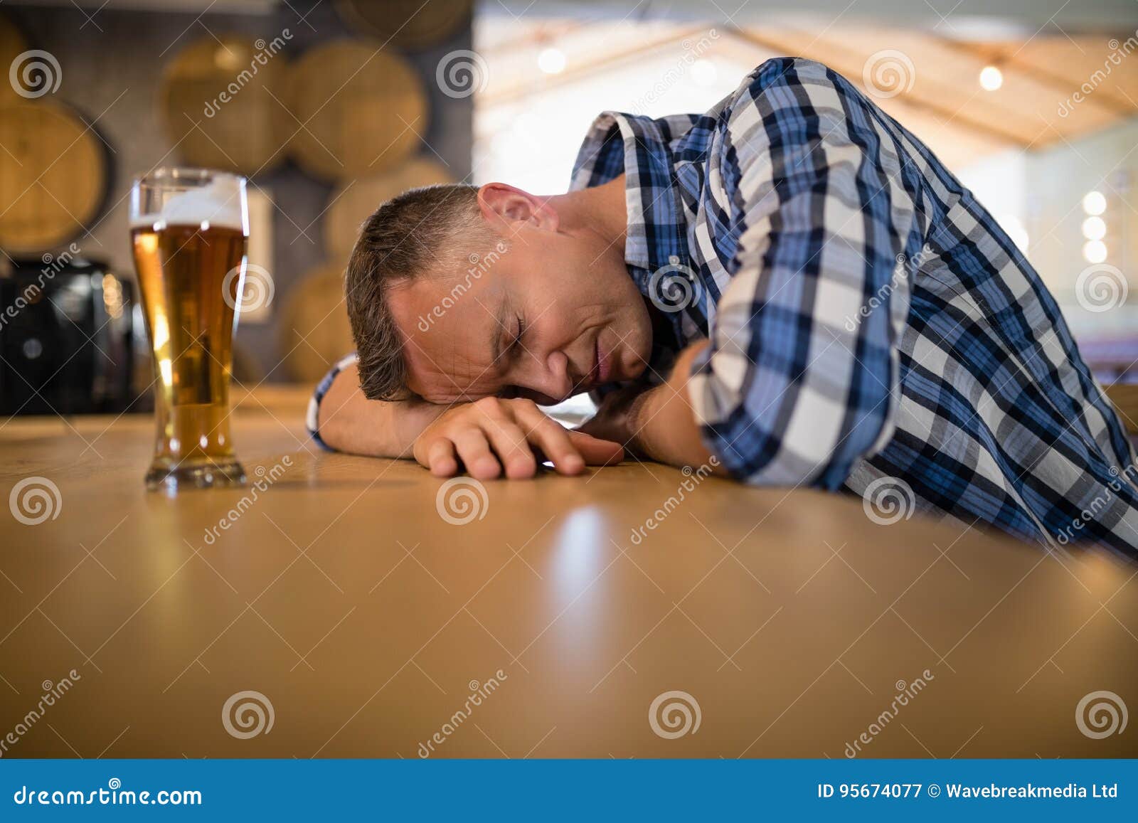Drunken Man Sleeping on Bar Counter Stock Image - Image of intoxicated ...