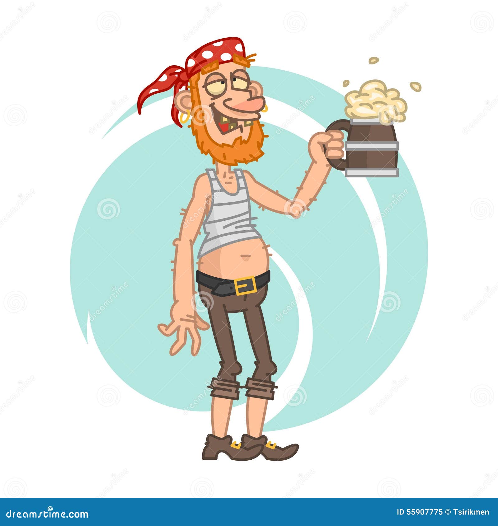 Drunken Pirate Holding Mug of Beer Stock Vector - Illustration of ...