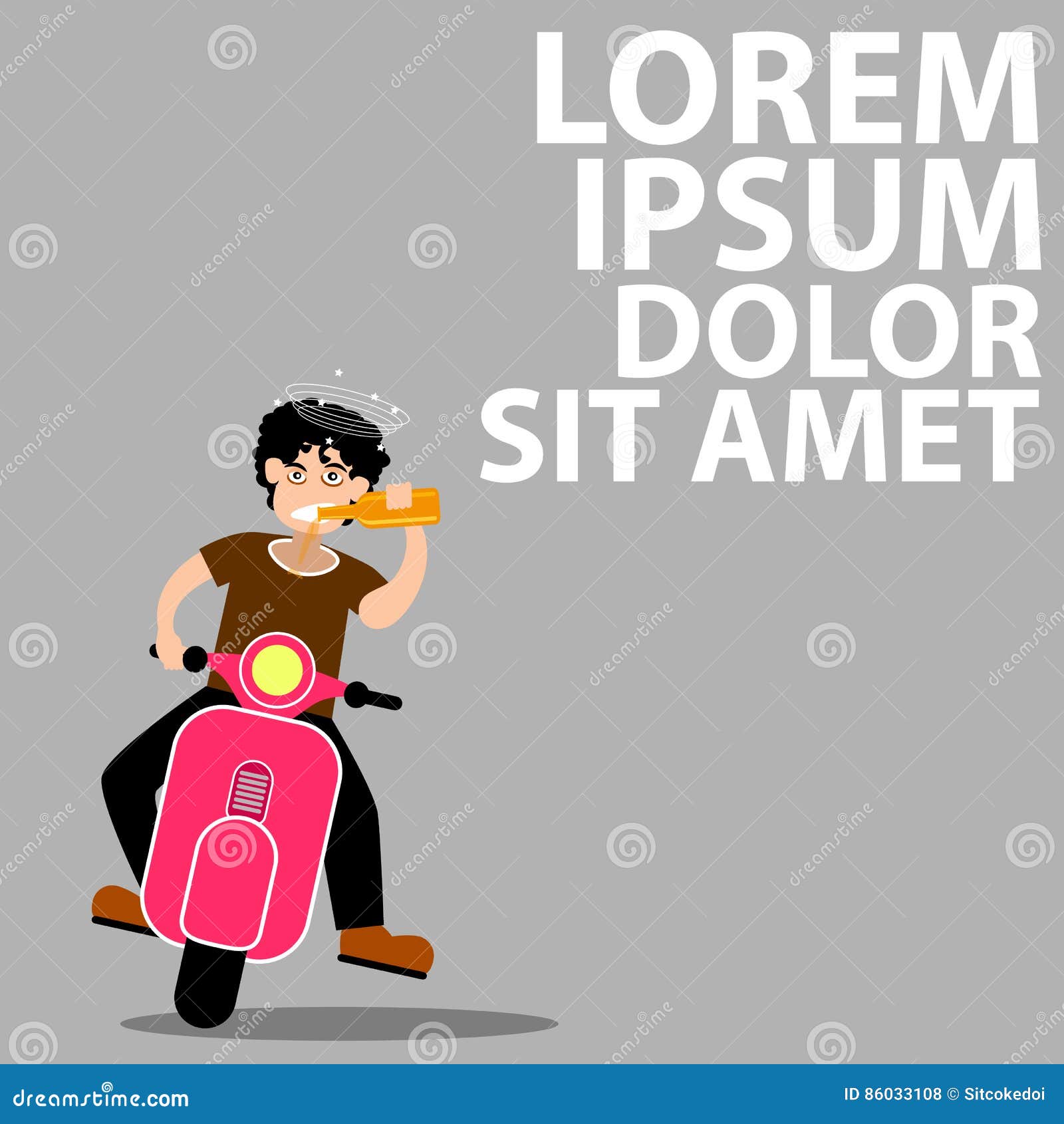 Drunker Sitting on the Scooter Stock Vector - Illustration of ...