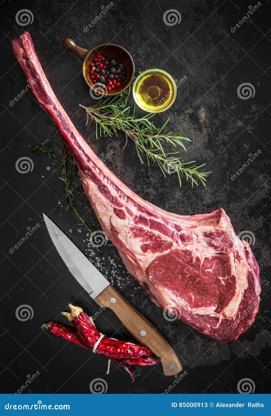Dry Aged Raw Tomahawk Beef Steak Stock Image - Image of salt, gourmet ...