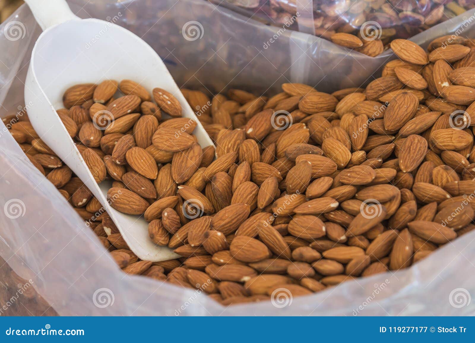 Dry almonds stock image. Image of food, assortment, almond - 119277177