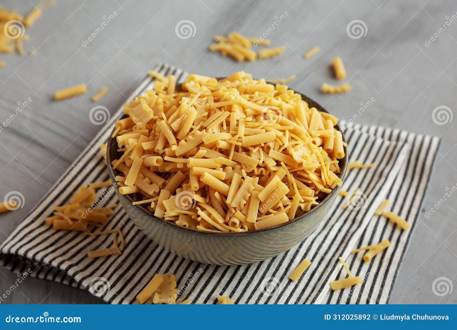 Dry Assorted Italian Pasta in a Bowl, Side View Stock Photo - Image of ...