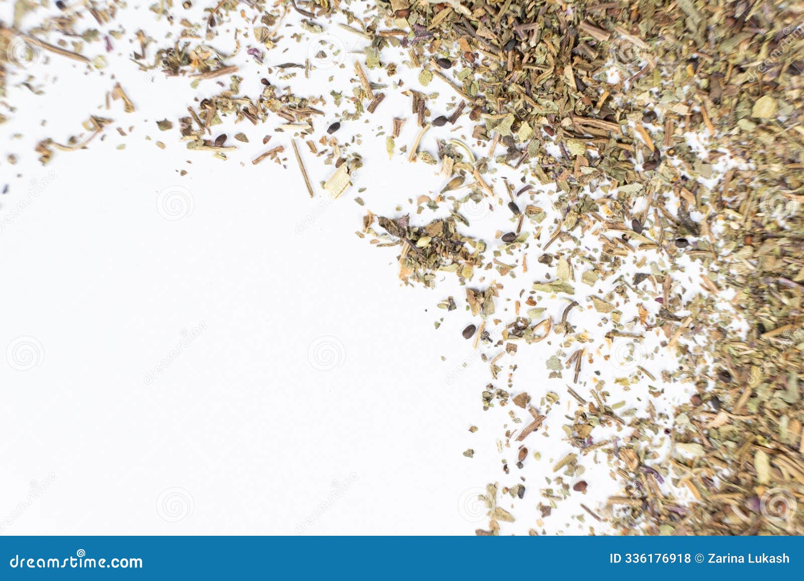 Dry Basil Spice Seasoning Macro Texture on White Background. Stock ...