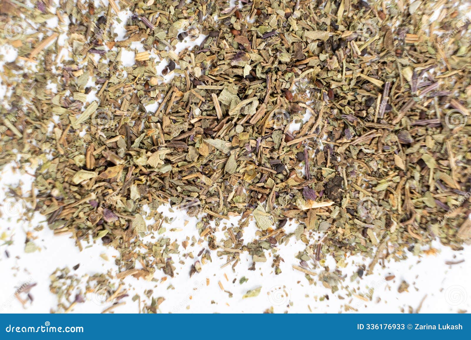 Dry Basil Spice Seasoning Macro Texture on White Background. Stock ...