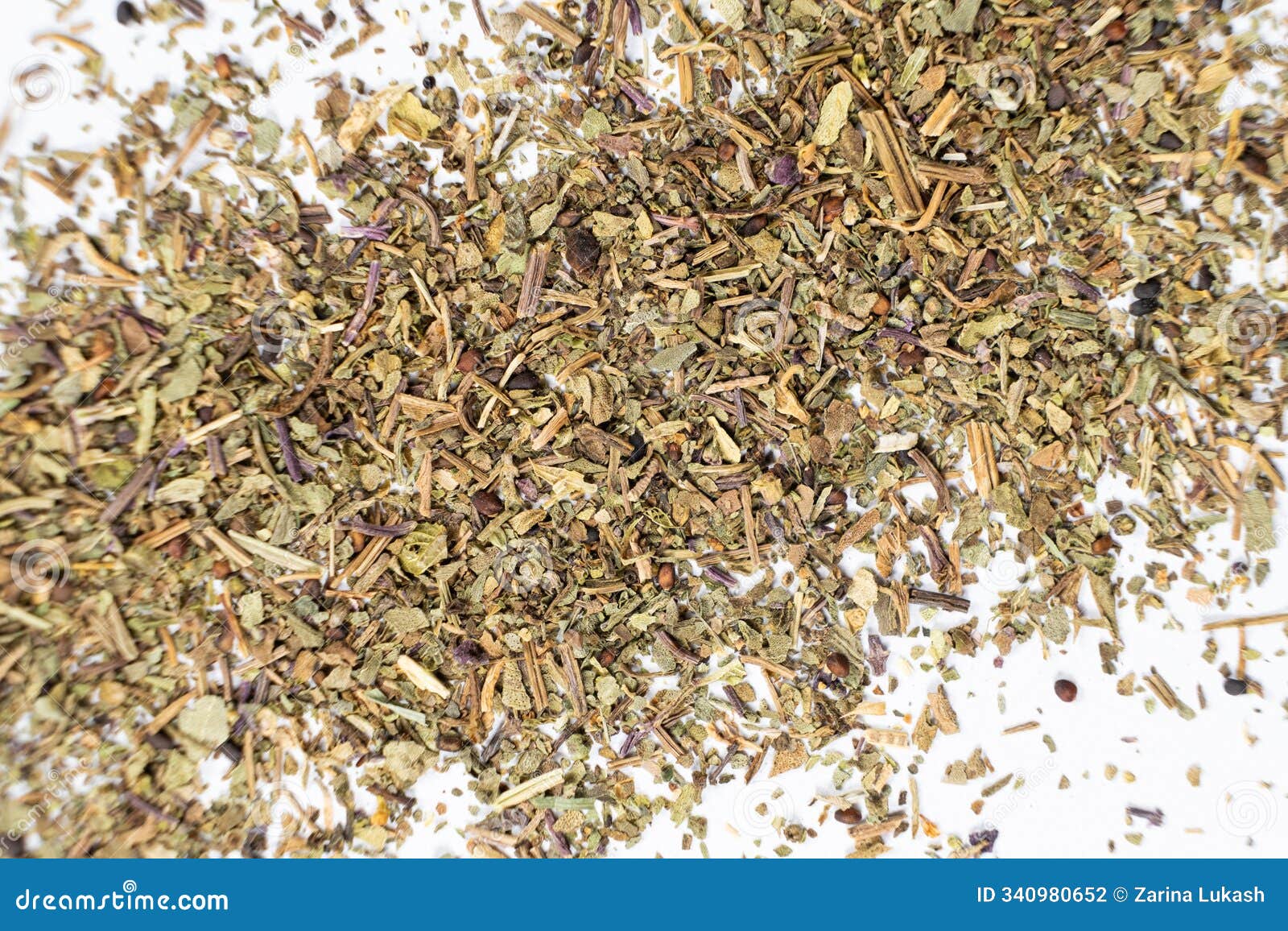 Dry Basil Spice Seasoning Macro Texture on White Background. Stock ...