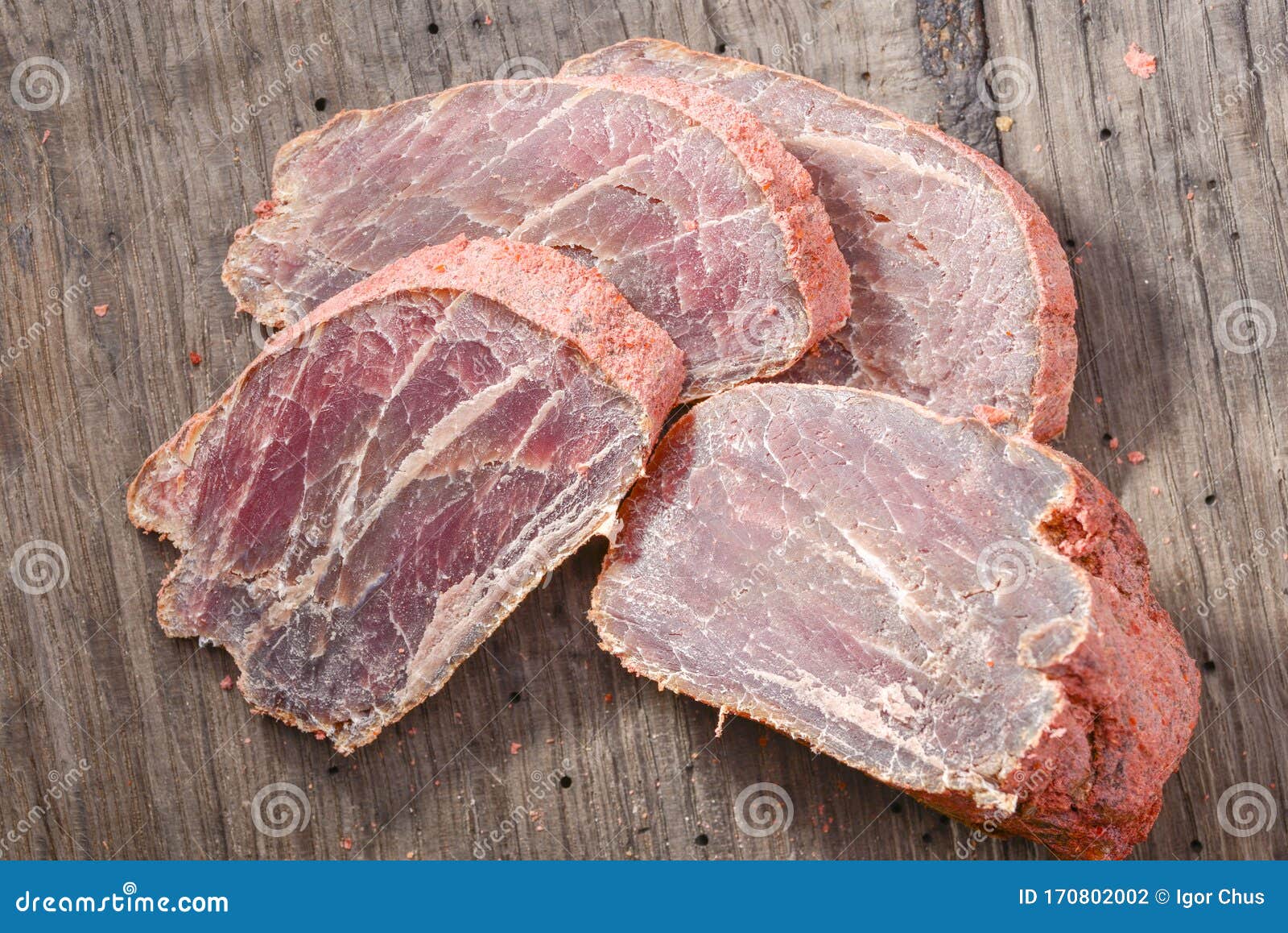 Dry Beef Meat on a Background Stock Photo - Image of sliced, beef ...