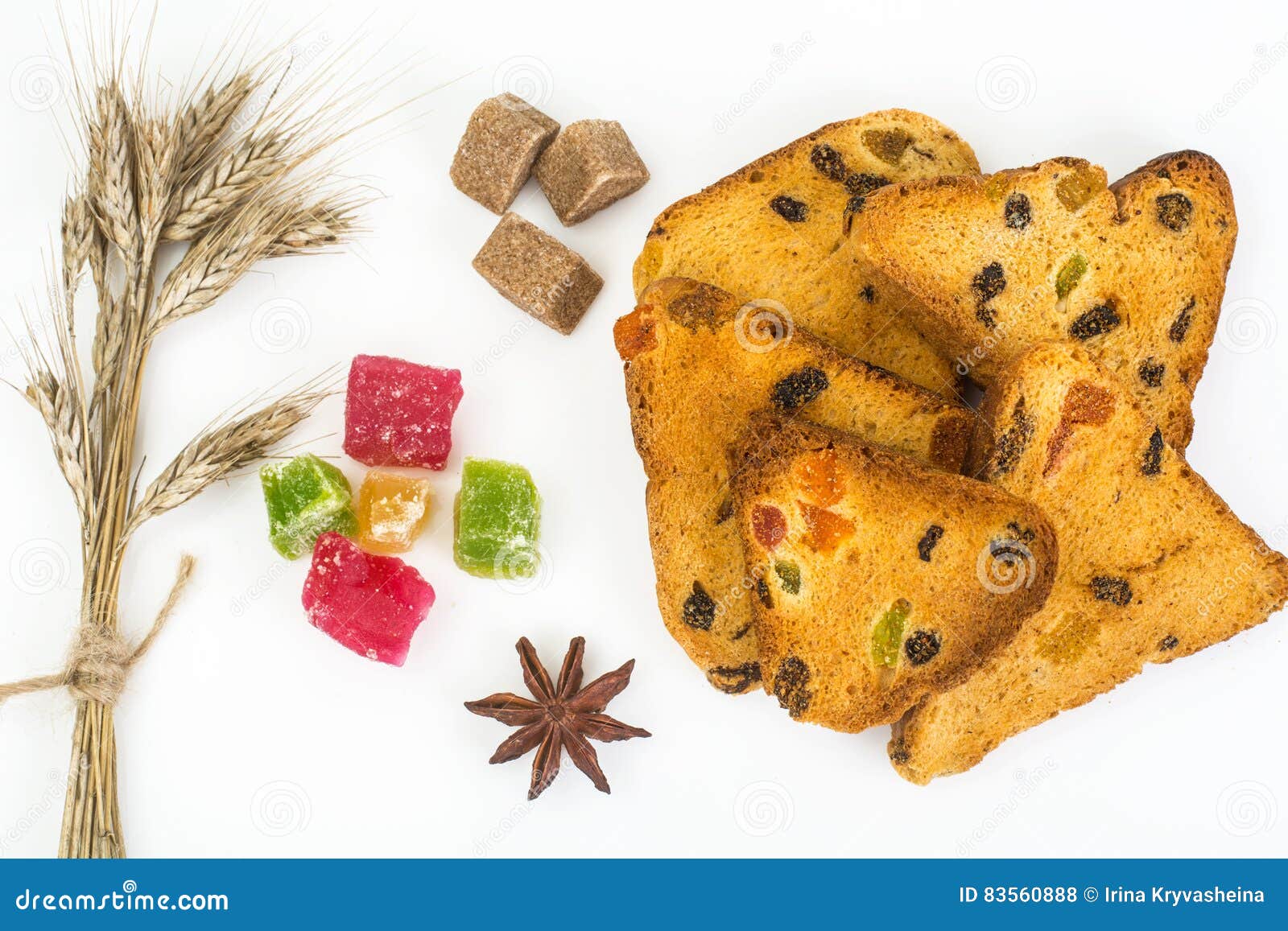 Dry Biscuits with Candied Fruit and Raisins Stock Photo - Image of ...