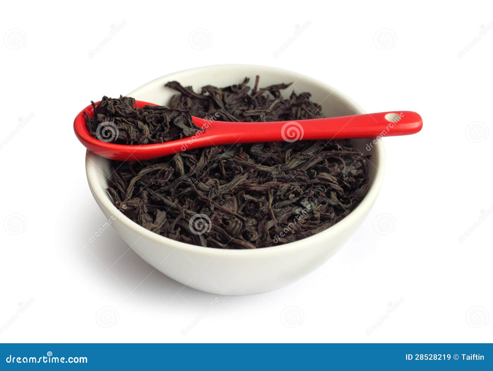 Dry black tea in a bowl stock image. Image of spoon, drink - 28528219