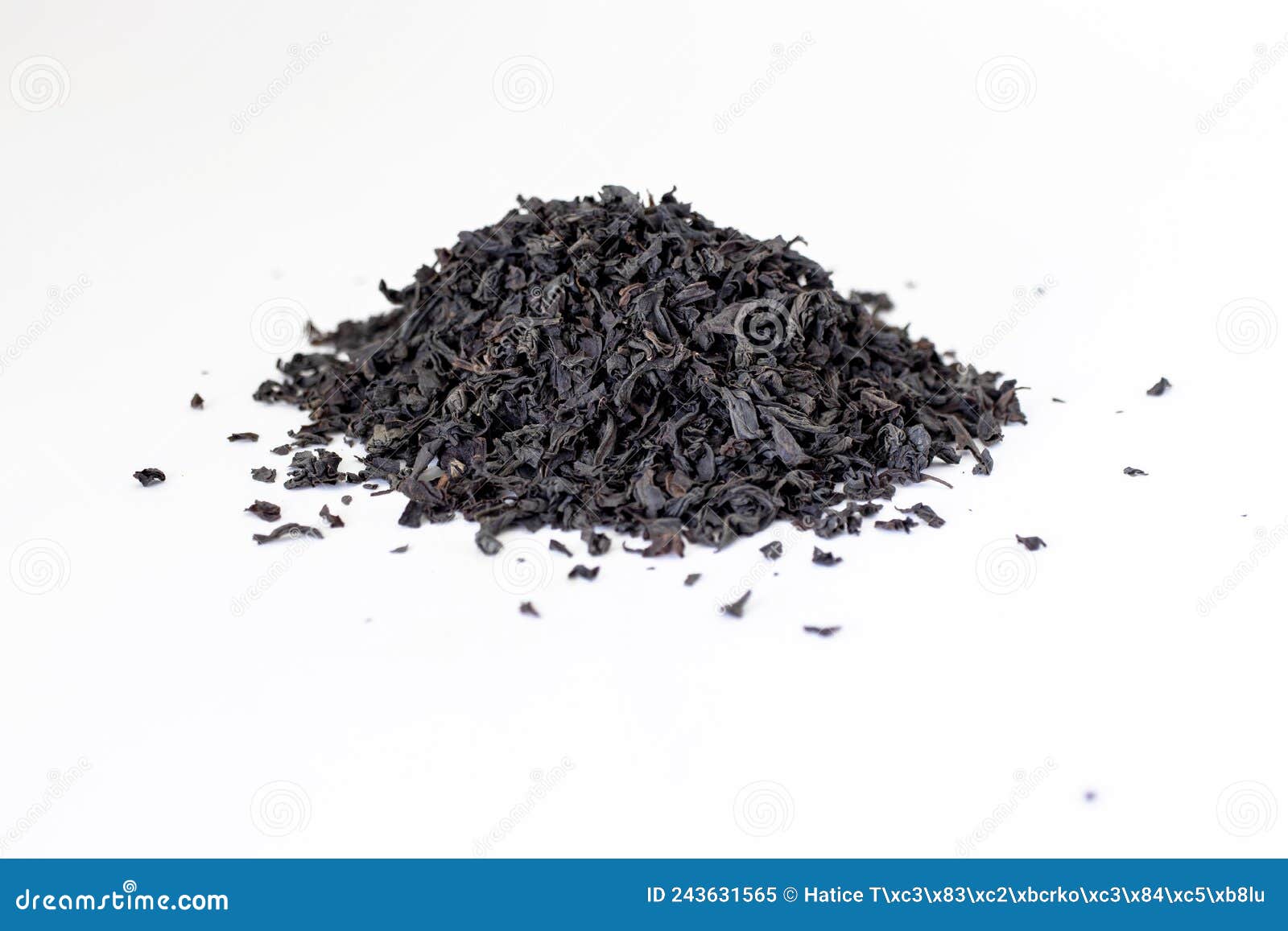 Dry Black Tea Grains Isolated on White Background. Stock Image - Image ...