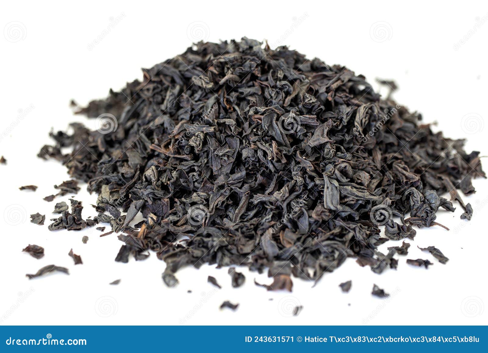 Dry Black Tea Grains Isolated on White Background. Stock Image - Image ...
