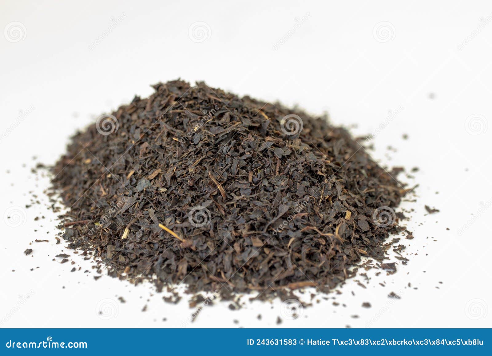 Dry Black Tea Grains Isolated on White Background. Stock Image - Image ...