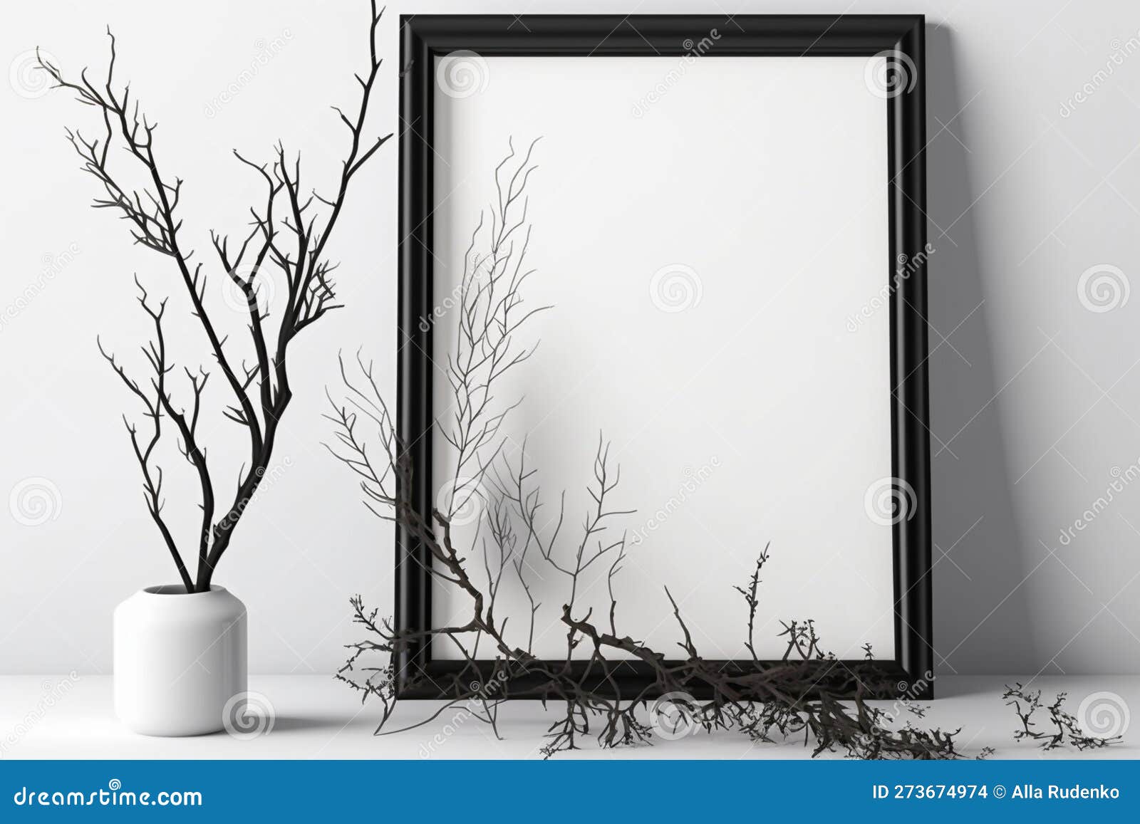 Dry Branches of Tree Roots Frame an Empty Frame. AI Generated. Stock ...