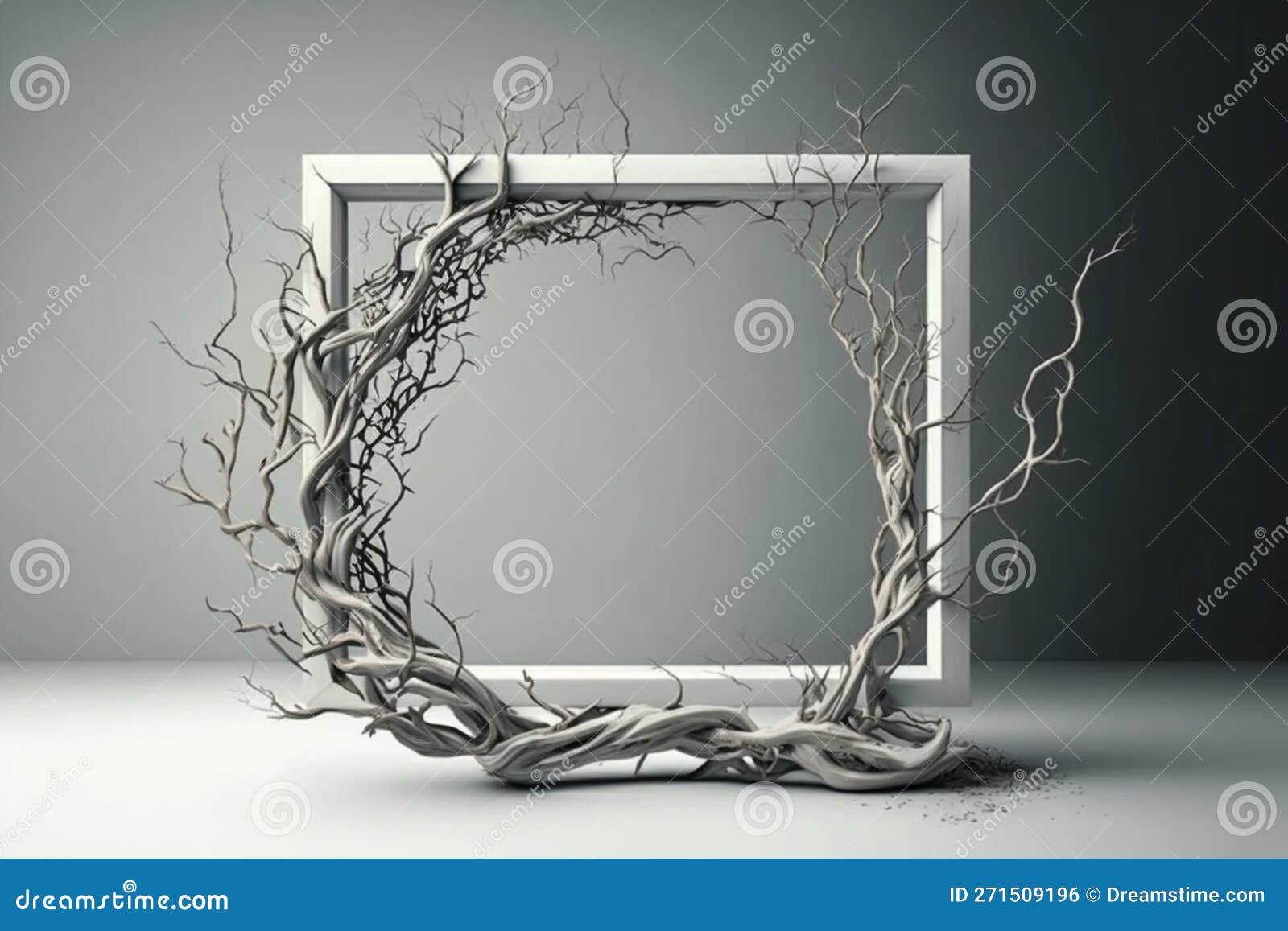 Dry Branches of Tree Roots Frame an Empty Frame. AI Generated Stock ...