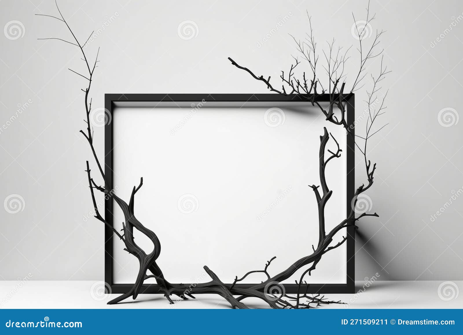 Dry Branches of Tree Roots Frame an Empty Frame. AI Generated Stock ...