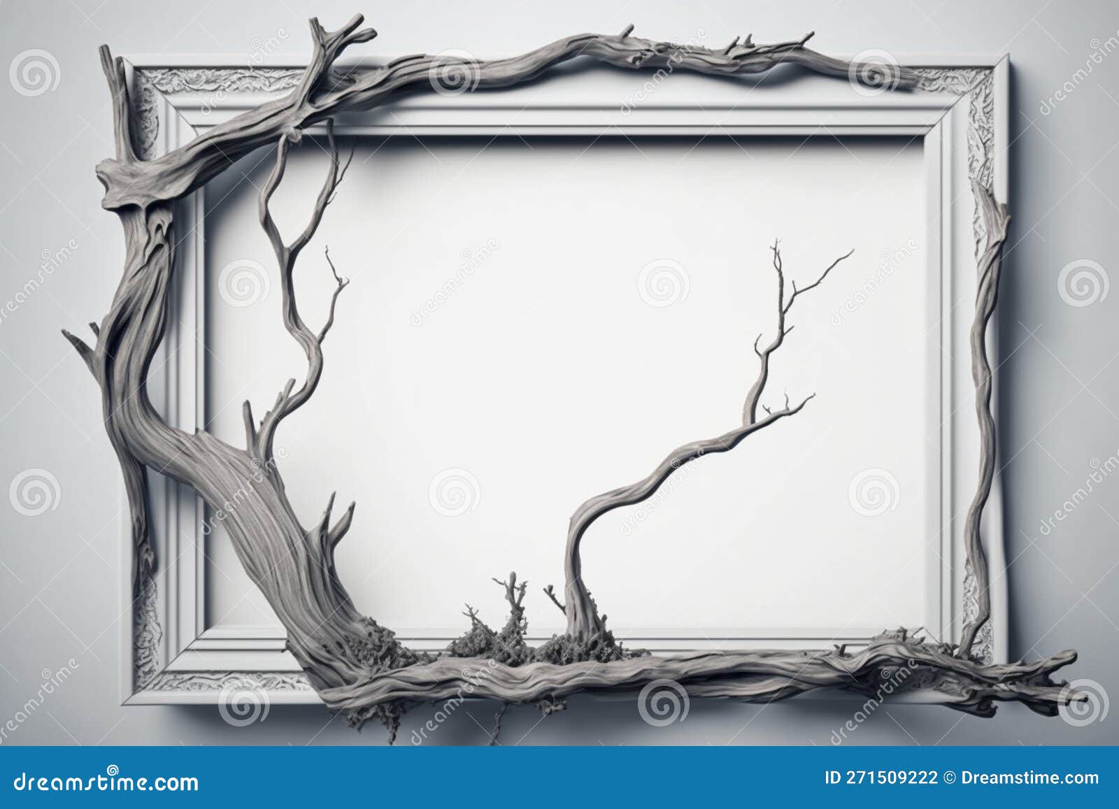 Dry Branches of Tree Roots Frame an Empty Frame. AI Generated Stock ...