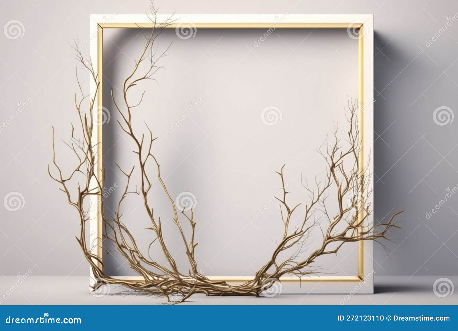 Dry Branches of Tree Roots Frame an Empty Frame. AI Generated Stock ...