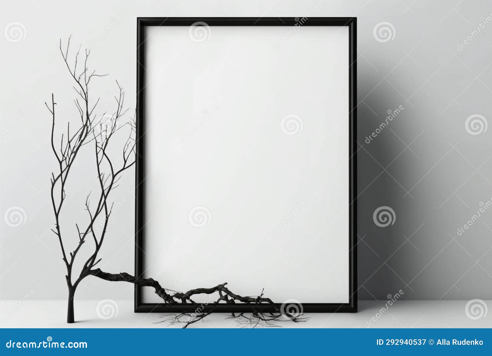 Dry Branches of Tree Roots Frame an Empty Frame. Mockup. AI Generated ...